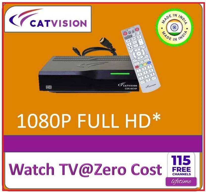 Catvision 115+ TV Channels Free | DD FreeDish HD Set Top Box | HDMI Cable + Deluxe Remote Media ...