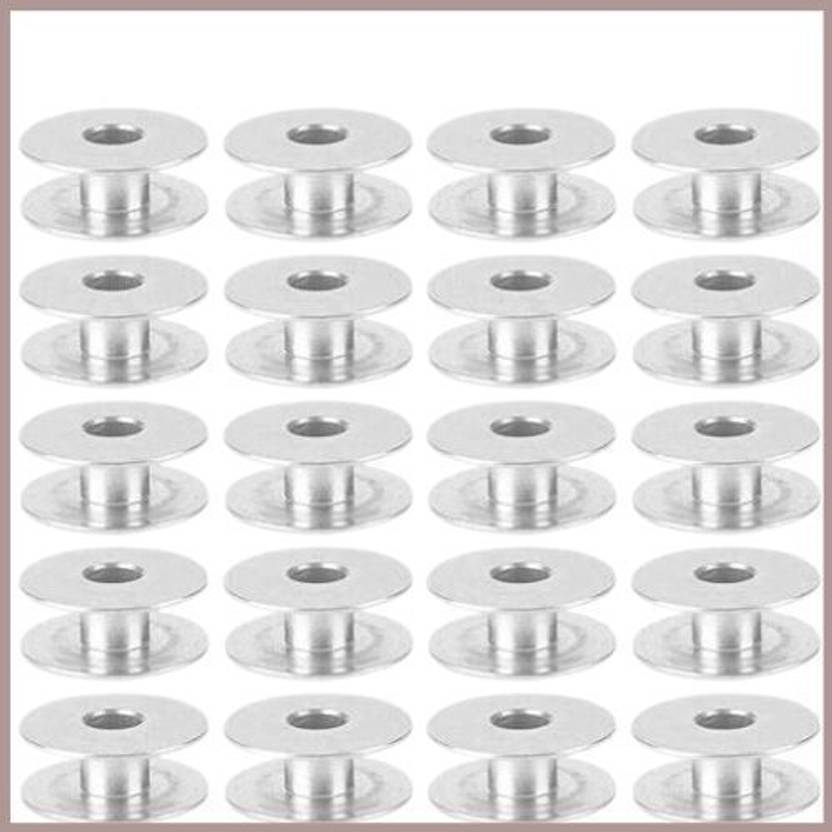 jsc Thread Bobbin 100pcs Aluminum Bobbins Empty Spool for Flat Sewing ...