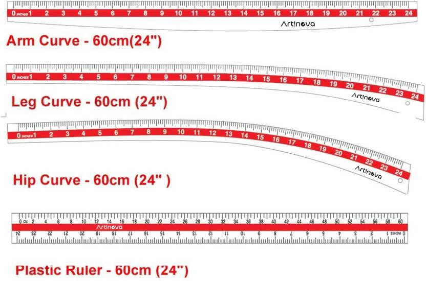 Artinova Tailoring Scale set of 4, Arm Curve, Hip Curve, Straight Ruler ...
