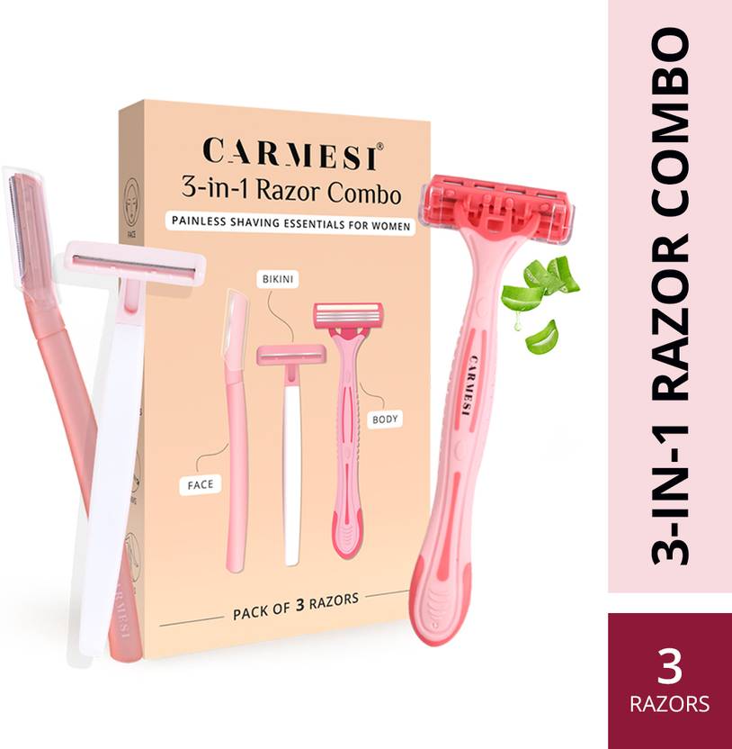 Carmesi 3-in-1 Razor For Women Combo | 1 Facial Razor, 1 Bikini Razor ...