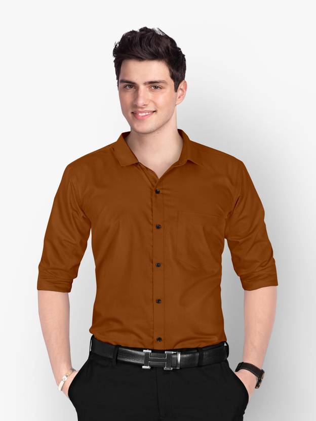 STONEBERG Men Solid Formal Brown Shirt - Buy STONEBERG Men Solid Formal ...
