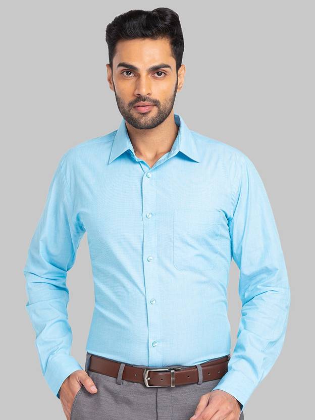 Raymond Men Solid Formal Light Blue Shirt - Buy Raymond Men Solid ...