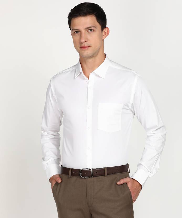 PARK AVENUE Men Solid Formal White Shirt - Buy PARK AVENUE Men Solid ...