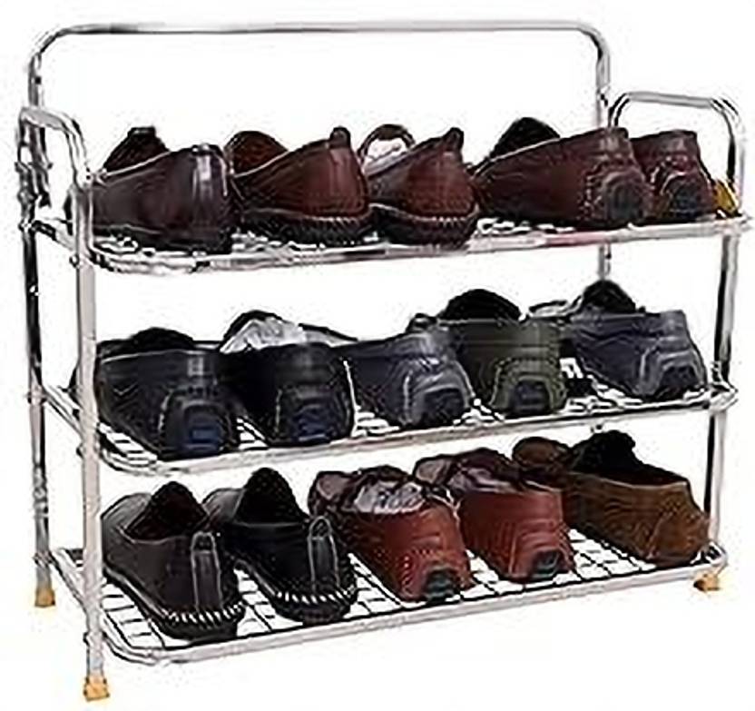 DHSVS Stainless Steel Shoe Rack | Shoe Stand 3 Big Shelves Slipper ...