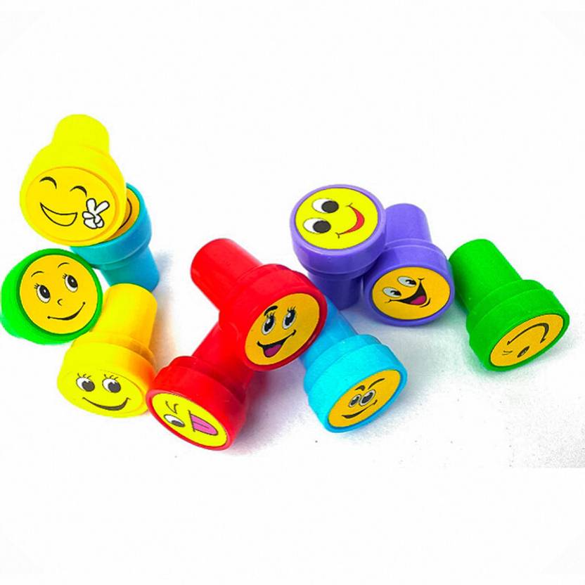 rza Emoji Pack of 10 Stamp with Smile Design Face Stamps Toys for Kids ...