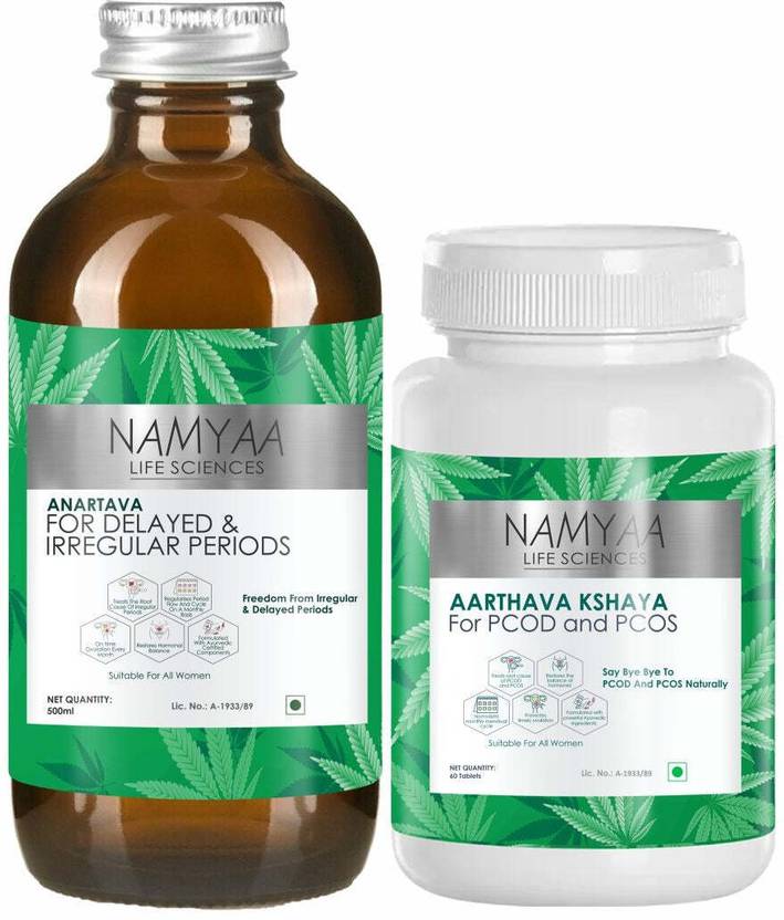 Namyaa PCOD PCOS Syrup & Tablets Regulate Periods, Promote Fertility ...