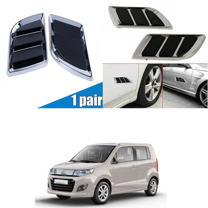 SRPHERE Universal Car Air Flow Chrome Fender Side Vent Decor Sticker ...