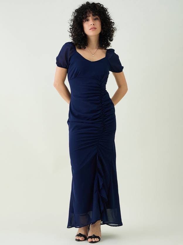 METRONAUT Women A-line Blue Maxi/Full Length Dress - Buy METRONAUT ...