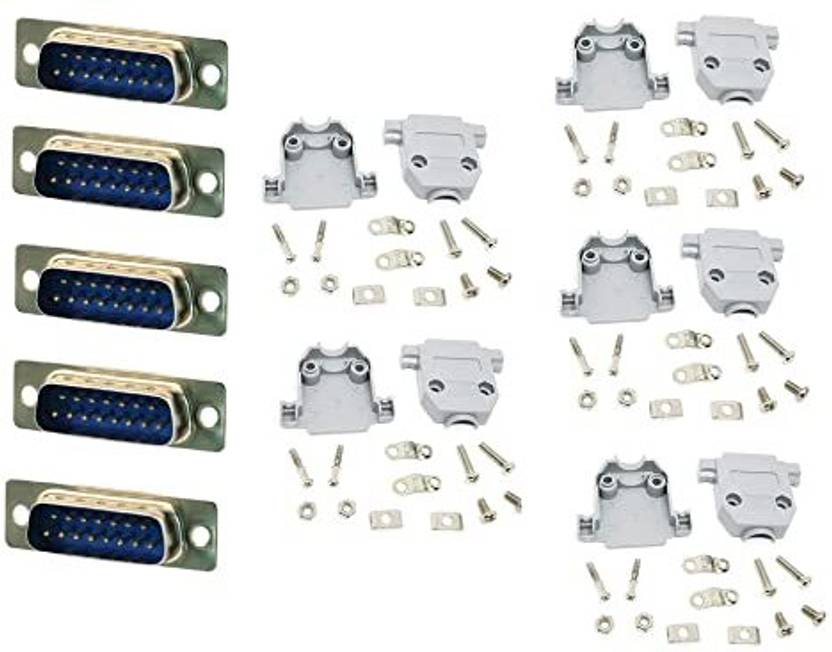 DIYtronics 5 Pc DB15 Connector Male and Male 15 Pin Electrical RS232 D ...