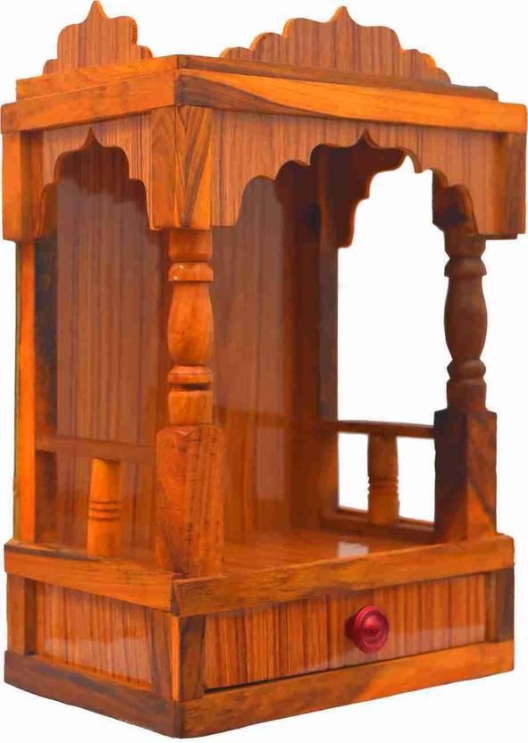 Bam Bhole New Classic Pooja mandir size (45cm*32cm* 22cm) Solid Wood ...