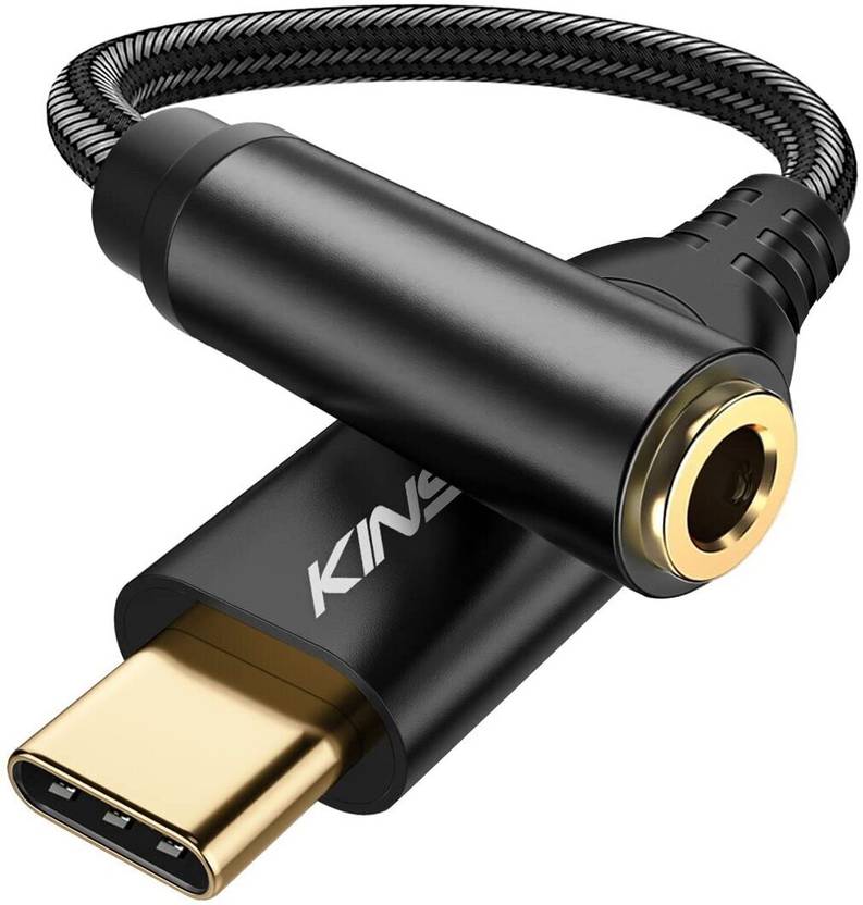 Kinsound Black USB Type C to 3.5 mm Audio Jack Connector, Hi-Res DAC ...