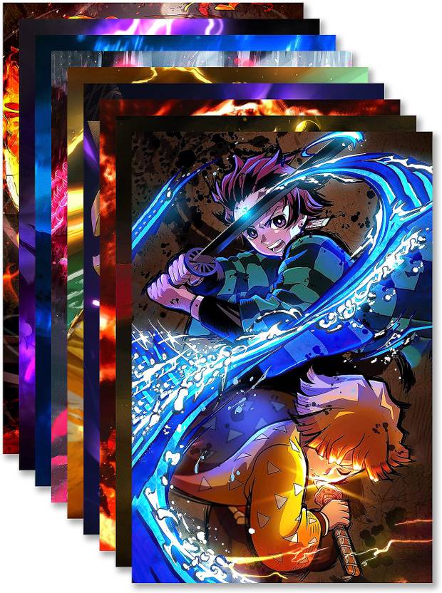 Anime poster Set of 10 Mix Anime Wall Posters for Room Size A4 Fine Art ...