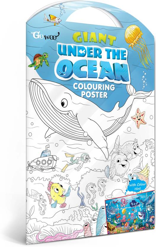 GIANT UNDER THE OCEAN COLOURING POSTER I Deluxe Coloring for Adults ...