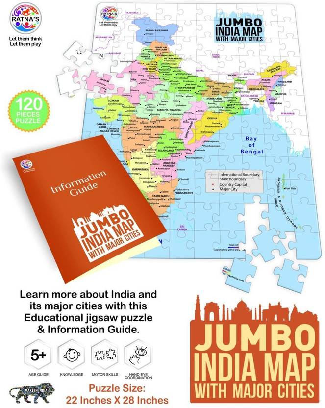 KIDISTIK Jumbo India Map Puzzle 120 pc puzzle for kids 6 years plus ...