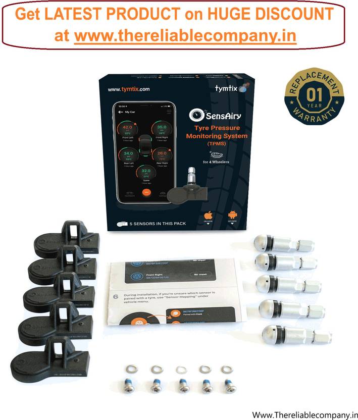 SensAiry TPMS for Car/ Suv BLE Internal New Gen 5 qty Pressure Sensor ...