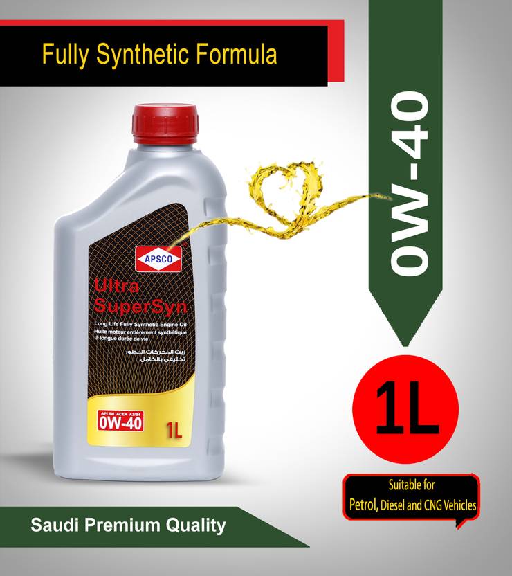 APSCO ULTRA SUPERSYN 0W-40 SYN API SN ACEA A3/A4 1Litre 0W-40 Full ...