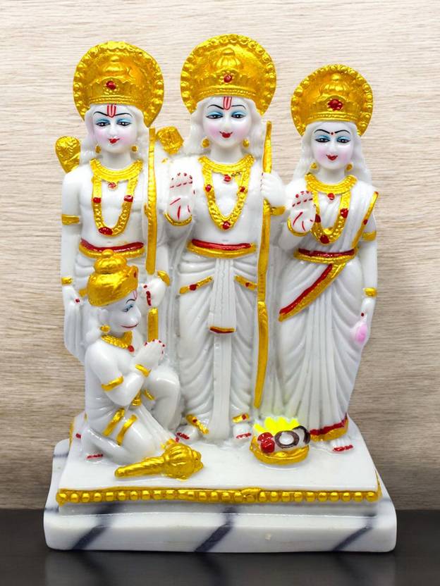 VIVARS CRAFT Marble Dust Lord Ram Darbar Statue, Sita and Hanuman Idol ...