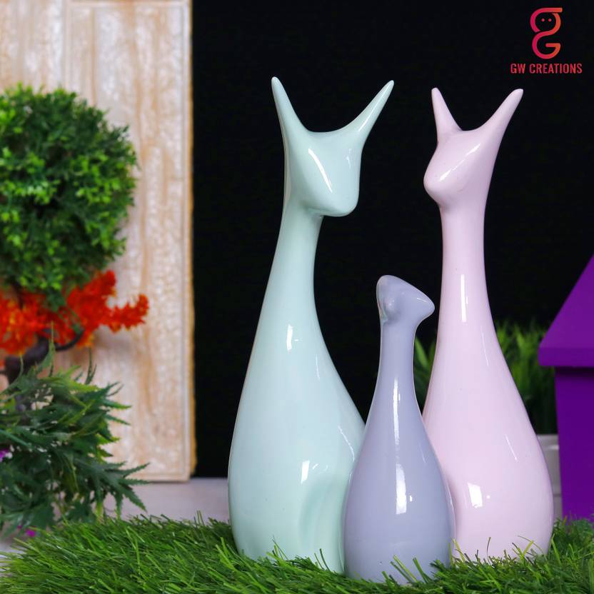 GW Creations Lucky Deer Statue Family Piano Finish Ceramic Figures Deer ...