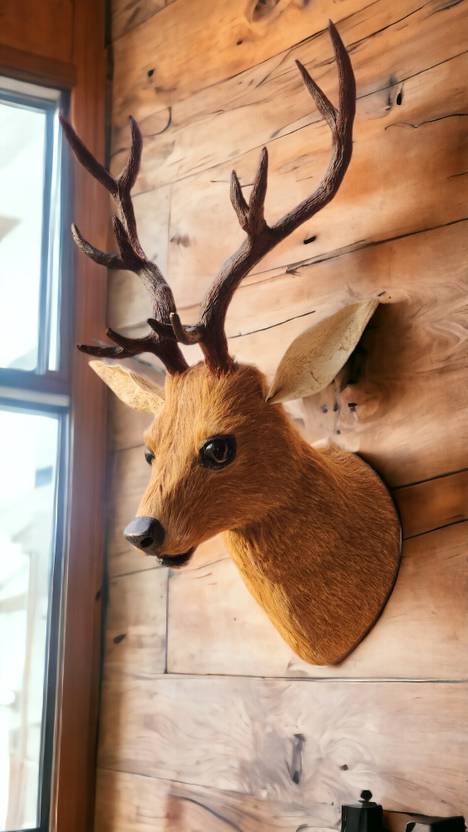 VMSK HandiCraft Barasingha Wall Hanging Deer Head With a Coat of Brown ...