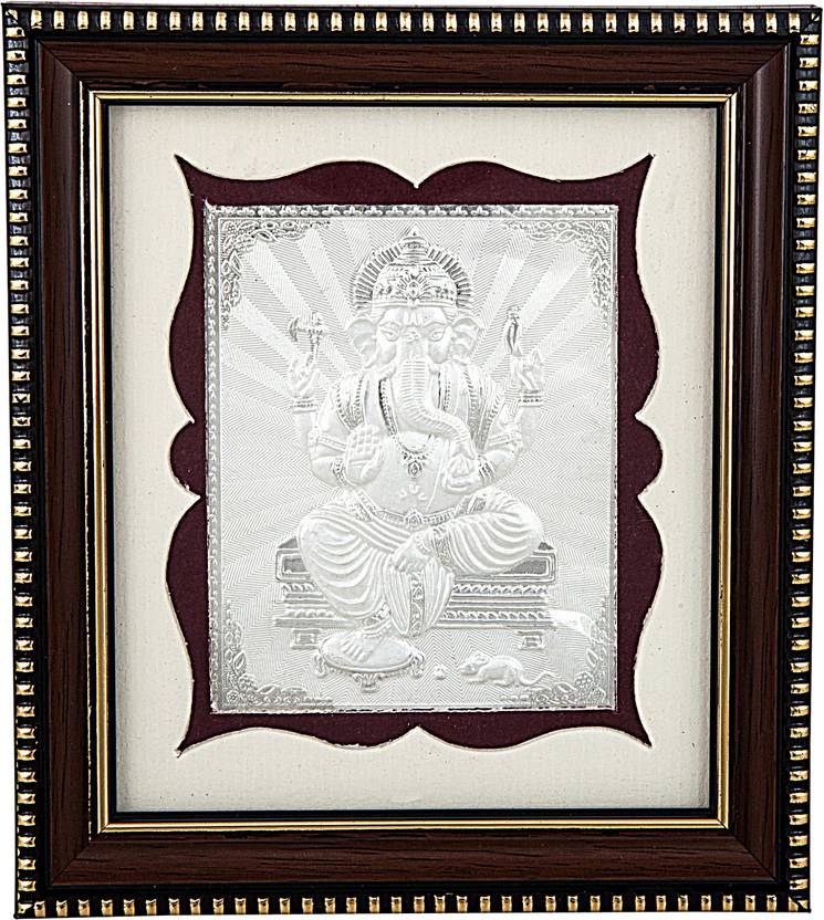 Siri Creations 999 Pure Silver Photo Frame Size 2 God Ganapathi Wooden ...
