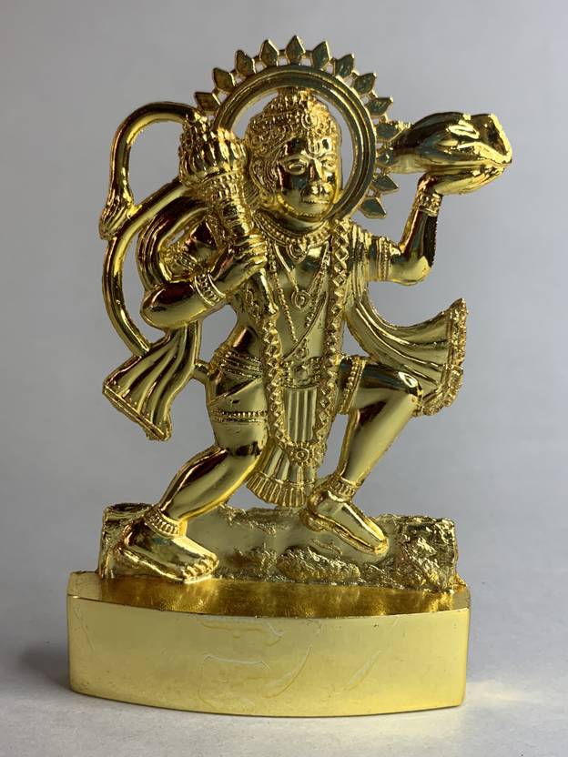 Rudra Swaroop Hanuman ji in golden Decorative Showpiece - 11 cm Price ...