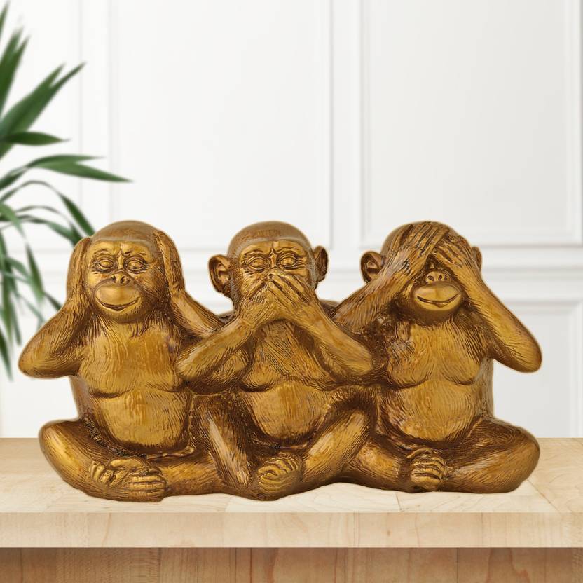 SPLICE Polyresin Monkey Statue Showpiece | Gandhi Ji Monkey Set - Home ...