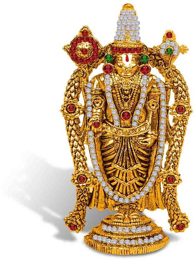Airtick Lord Tirupati Balaji/venkateswara Golden Flower Mala God Stand ...