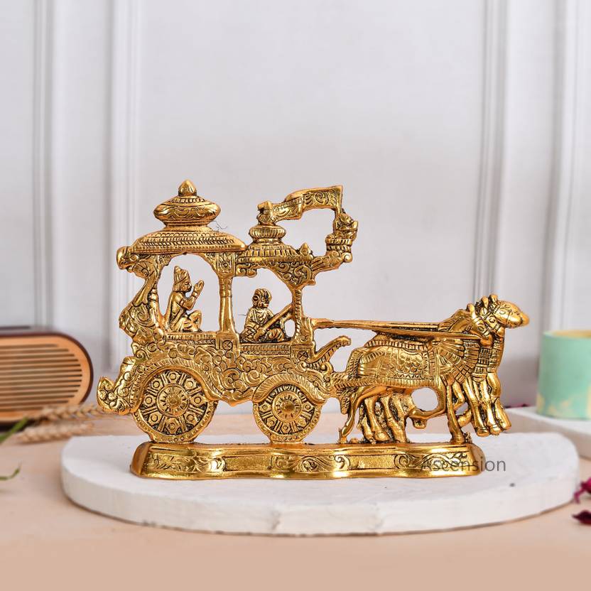 Ascension Lord Krishna and Arjun Rath Chariot with Two Horses for Home ...