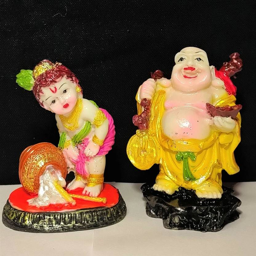 nik city store small Krishna matki and yellow laughing buddha size ...