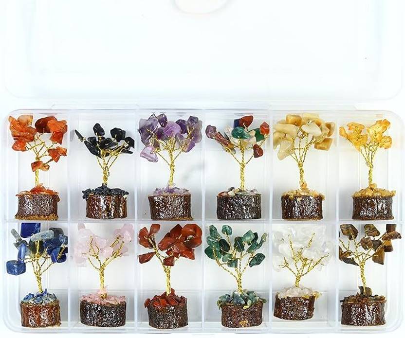 VIBESLE 12 Pcs Crystal Tree of Life Set, Mini 7 Chakra Healing Crystals ...