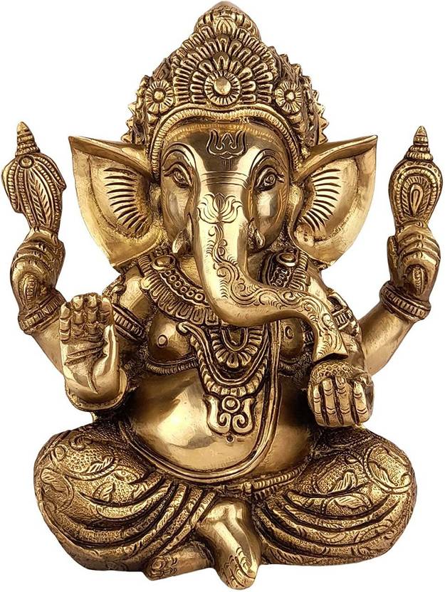 Brass statue villa Brass Ganesha Bhagwan Idol Taj Ganesh Statue Ganpati ...