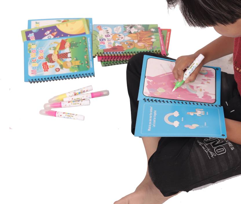 PlayKith Magic Water Coloring Book, Magic Drawing Book Reusable Water ...