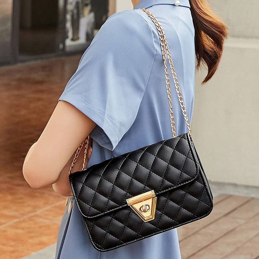 Fargo Black Sling Bag Women's Leatherette Sling Bag (Black) (Black_FGO ...