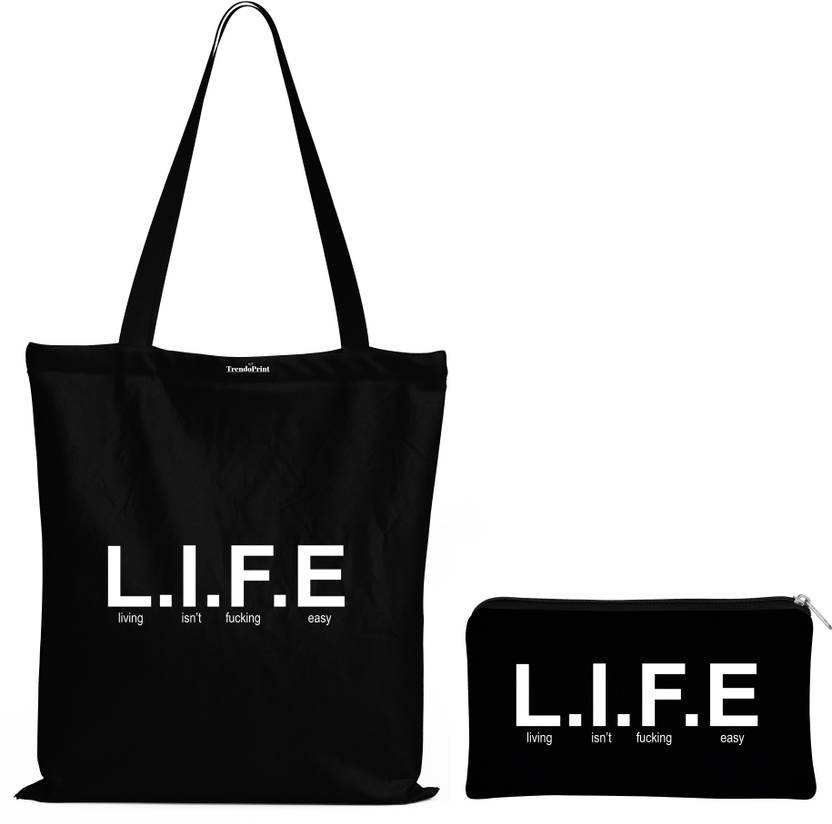 TrendoPrint Black Sling Bag 1(Bk Tote+kit)_Life Black - Price in India ...
