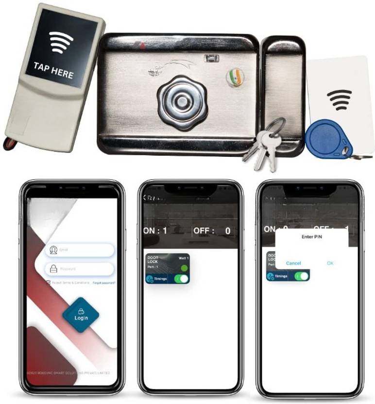 Robsync Secure Door Lock With RFID card & Manual Key Access Tapping ...