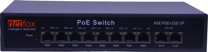 netfox 10 Port POE Switch (8 GIGA POE +2 GIGA Uplink POE) 96W 8 Ports ...