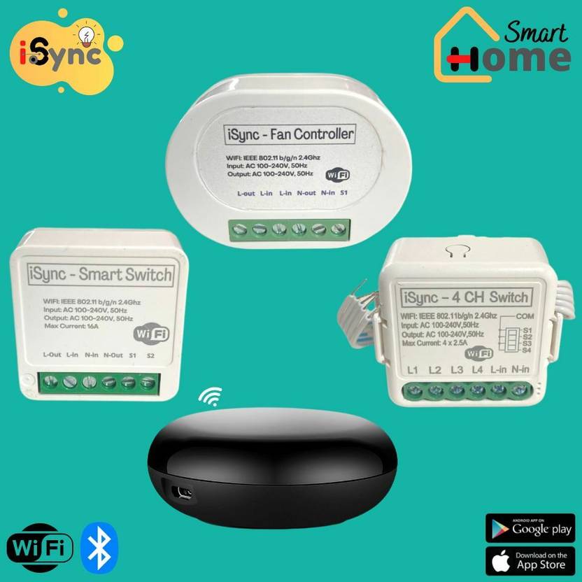 iSync Smart Home Automation pack WiFi smart switch convert existing ...