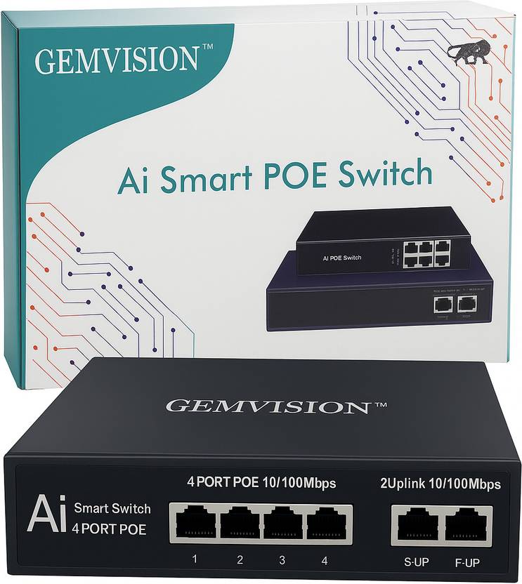 GEMVISION GV-0402F-78W PoE Smart Switch (4 Port PoE + 2 Uplink) 4 Ports 100 Mbps Smart Network ...