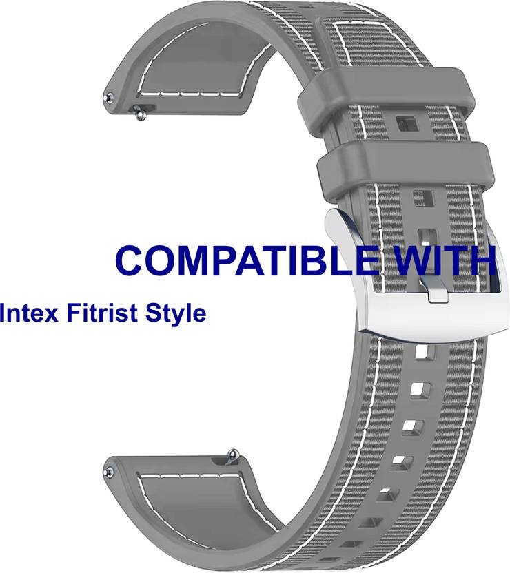 ACM WSM43E22GY2521 Watch Strap Soft Nylon Silicone Belt 22mm for Intex ...