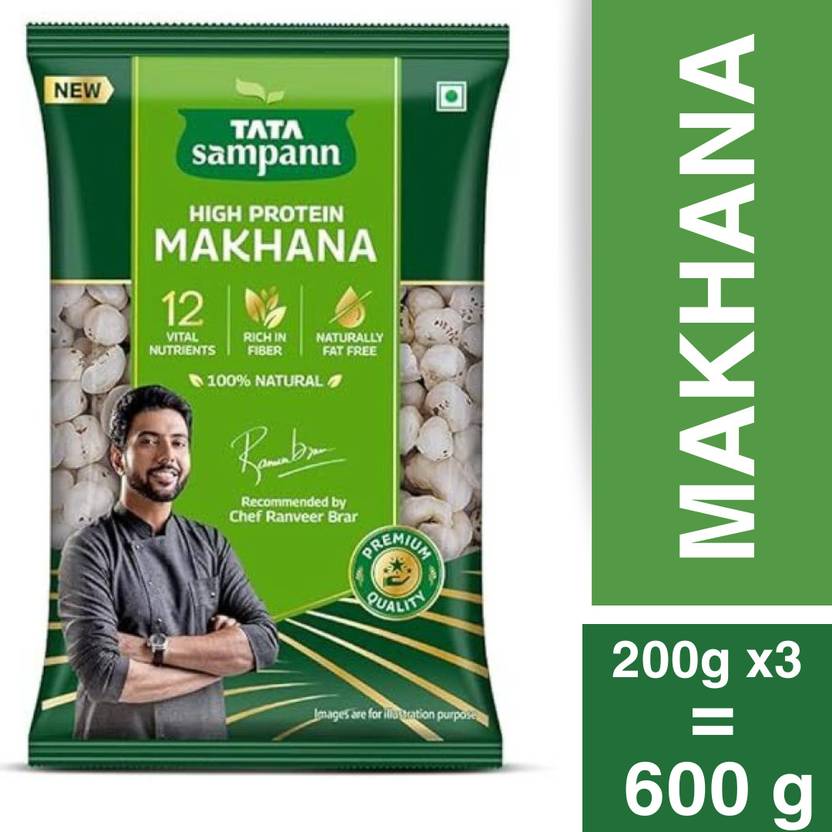 Tata Sampann High Protein Makhana-Premium Quality,Pack of 3x200g= Price ...