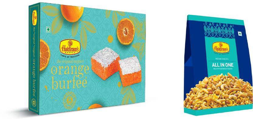 Haldiram's Nagpur Orange Burfee 250gm and All In One 200gm Combo (450gm ...