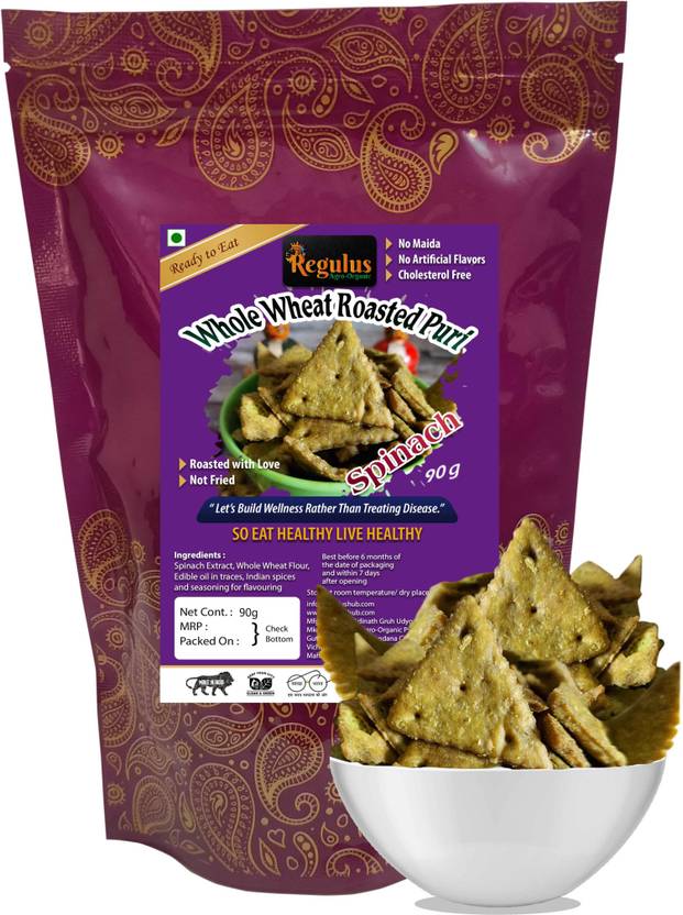 regulus Whole Wheat Roasted Spinach (Palak) Nachos Crisps / Puri ...