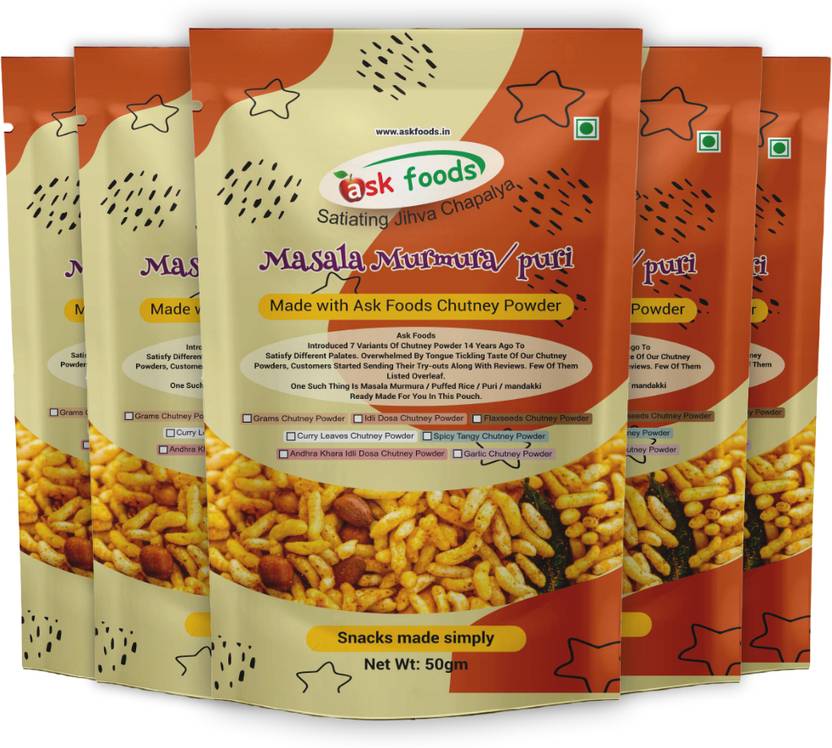Ask Foods Masala Murmura/Bhel Puri (Pack of 5) - made with Chutney ...