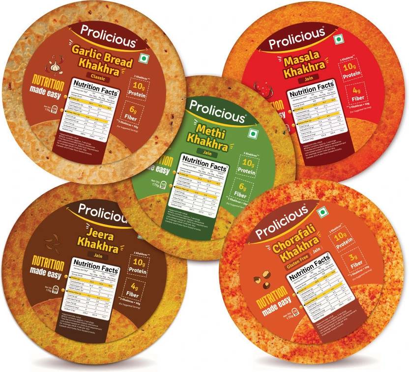 Prolicious Classic Khakhra Combo | High Protein & Fiber | No Palm Oil | Plant Based | Price in ...