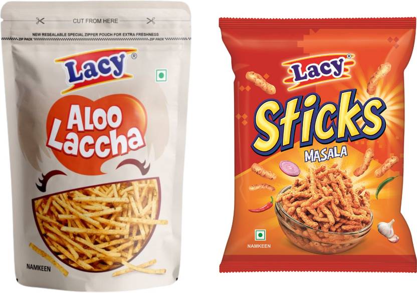 Lacy Aloo Laccha Namkeen & Sticks Masala Price in India - Buy Lacy Aloo ...