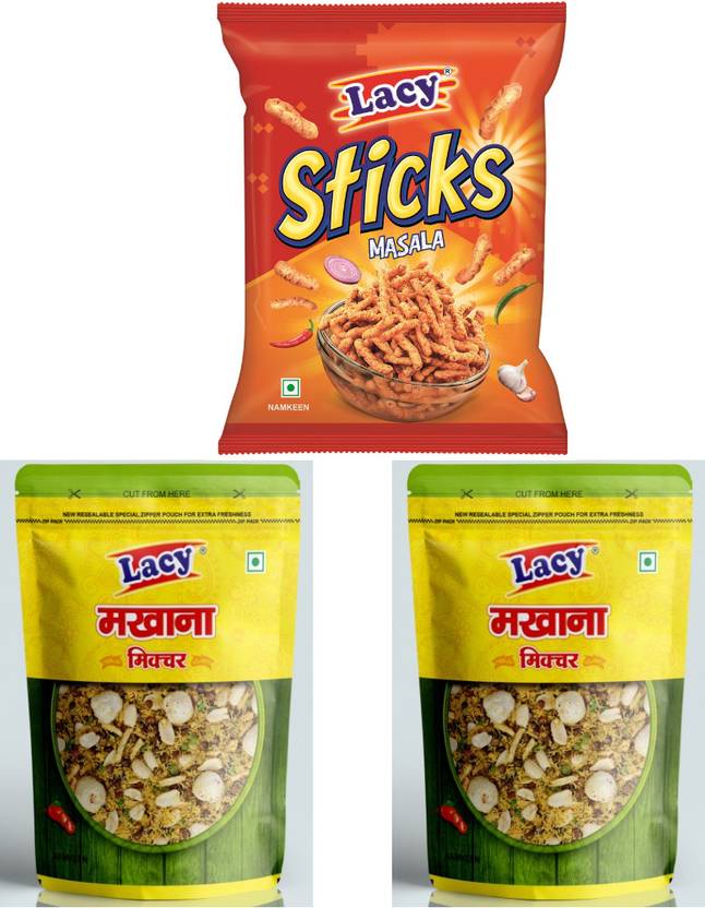 Lacy Makhana Mixture Namkeen (X2) & Sticks Masala Price in India - Buy ...