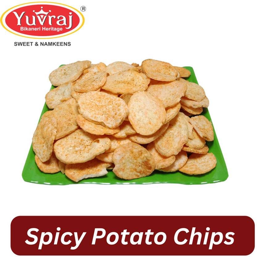 Yuvraj Food Product Marwari Chips spicy namkeen snacks 100 Gm x 2 pack ...