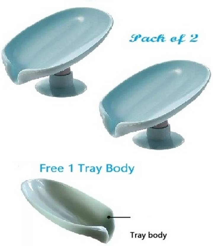 QinPin Self Draining Portable- 2Pcs Leaf Shaped Soap Holder Dish Bar ...