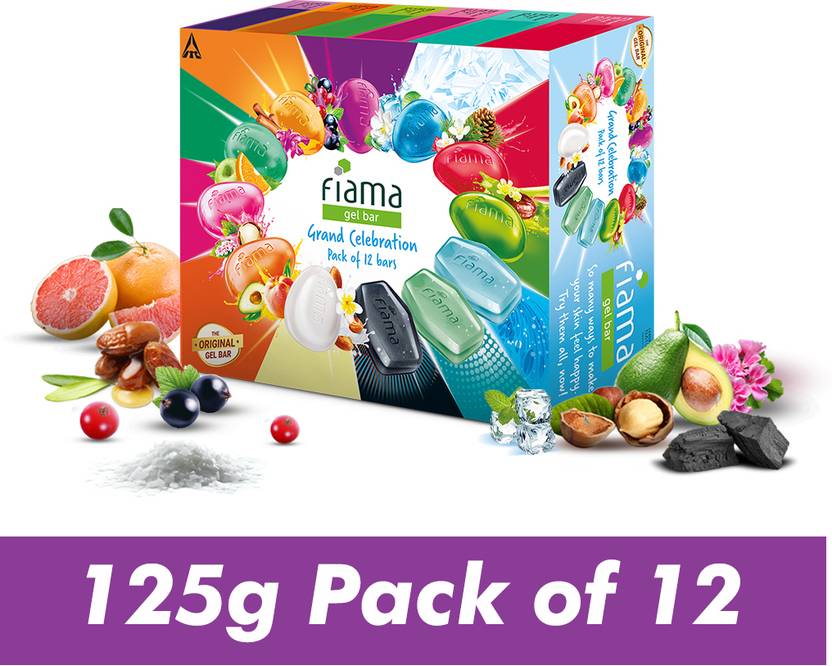 FIAMA Gel Bathing Bar Grand Celebration Pack with 12 Unique Gel Bars ...