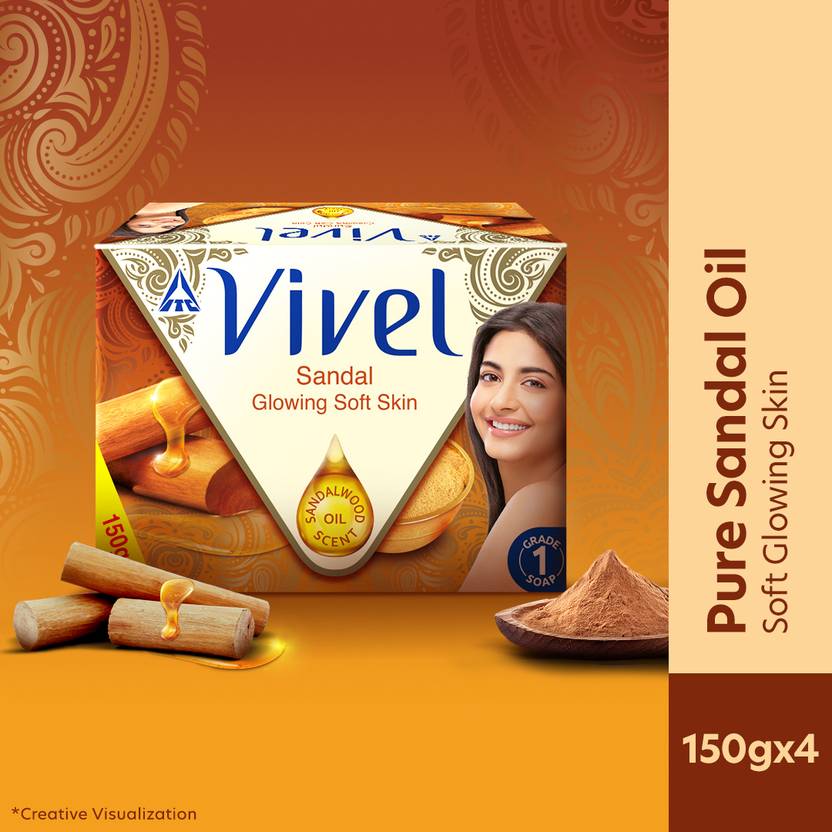 Vivel Sandal 150gx4 Grade 1 Soap Unisex, Glowing Soft Skin, 97% Natural Origin Content - Price ...